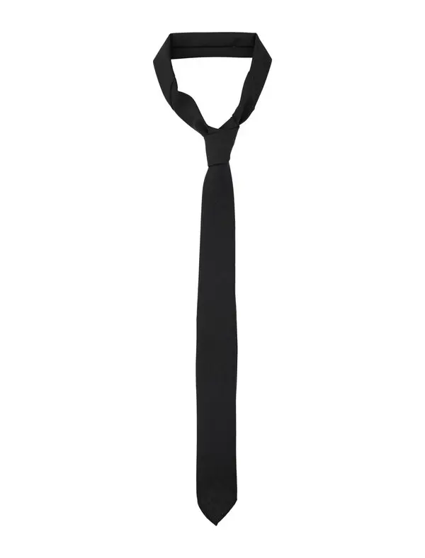LARDINI Elegant Tie In Pure Virgin Wool And Mohair Blend - Black