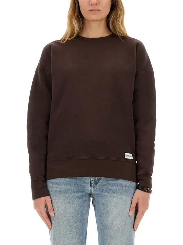 Saint Laurent Fw24 Sweatshirt With Logo - Brown