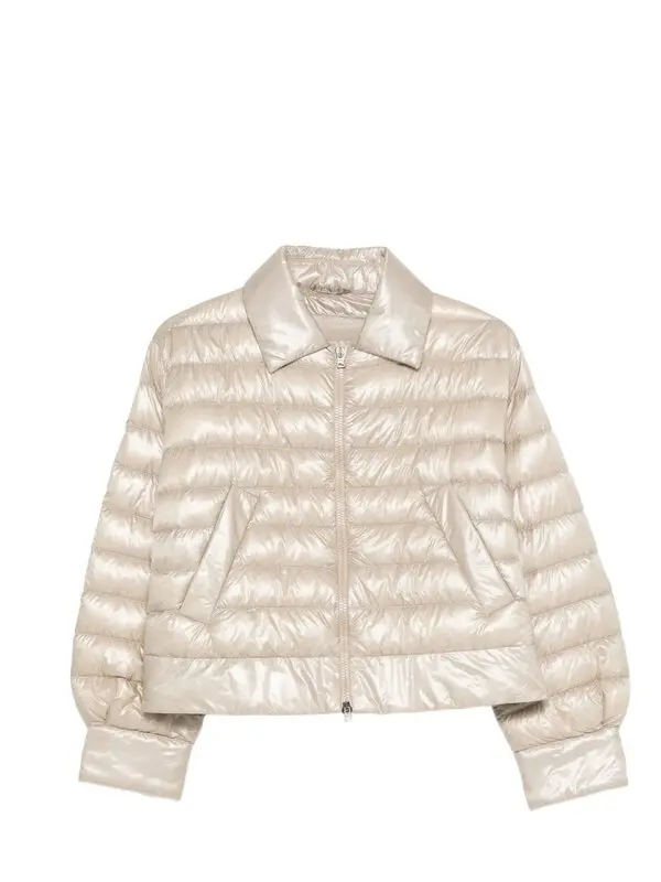 Herno Ultralight Down Jacket With Shirt Collar And Buttoned Cuffs - Gold