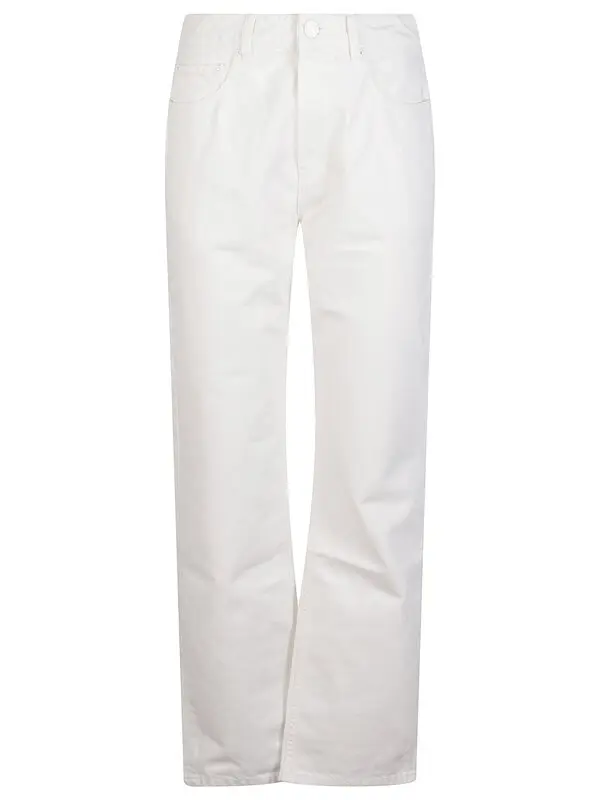 AMI Paris Belt Loop Relaxed Fit Jeans - White