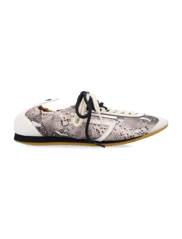 PURAAI Mini Vegan Sneaker With Snakeskin Effect And Lace-up Detail - Snake Print