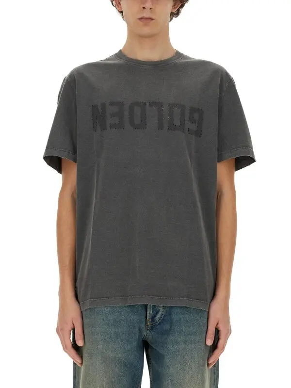 GOLDEN GOOSE T-shirt With Distressed Treatment - Grey
