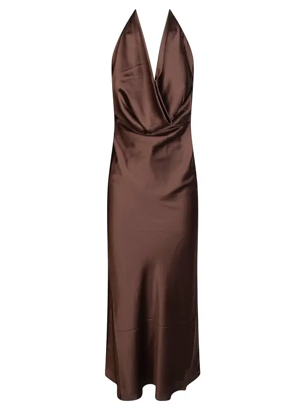 ROTATE BY BIRGER CHRISTENSEN Halterneck Chiffon Mini Ruffle Dress - Marrone
