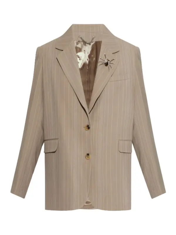 GOLDEN GOOSE Wool Blazer With Appliqué Details - Grey