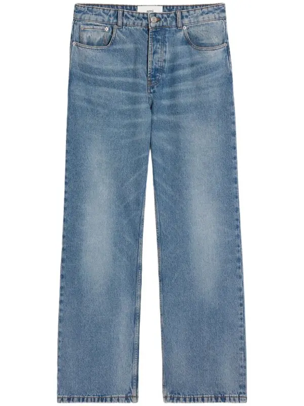 AMI Paris Wide Leg Classic Fit Jeans - Navy