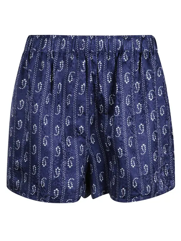 Tory Burch Printed Silk Blend Boxer Shorts - Navy