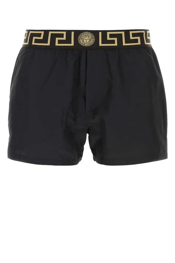 Versace Greca Border Swim Shorts - Black