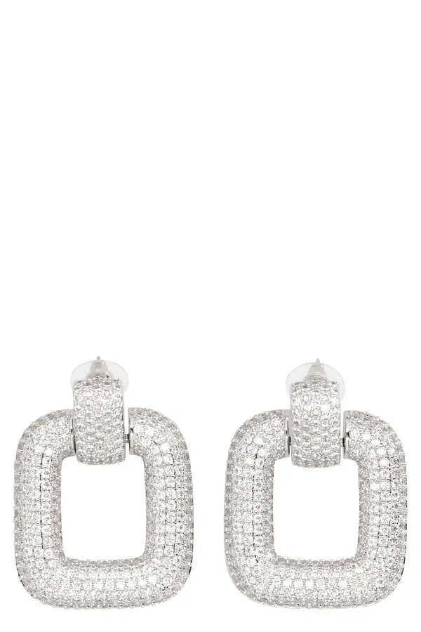 SELF-PORTRAIT Elegant Crystal Knocker Earrings - Silver