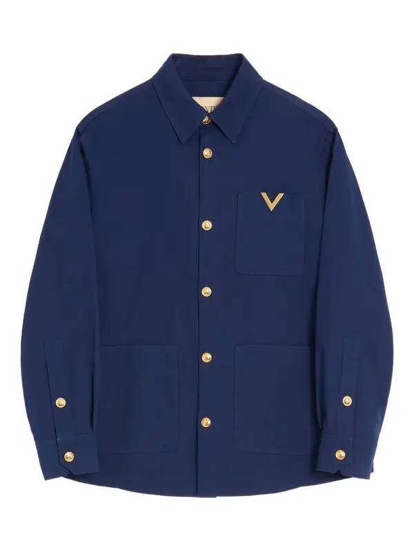 Valentino Garavani Classic Cotton Shirt With Stylish Chest Pocket - Navy
