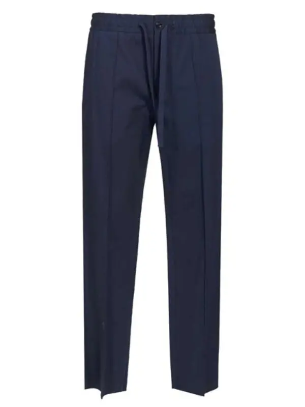 Valentino Garavani Drawstring Trousers With Sophisticated Waist And Welt Pockets - Navy