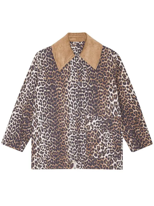 GANNI Animal Print Jacket With Front Button Fastening