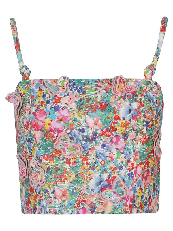 Farm Rio Floral Top With Removable Straps For
