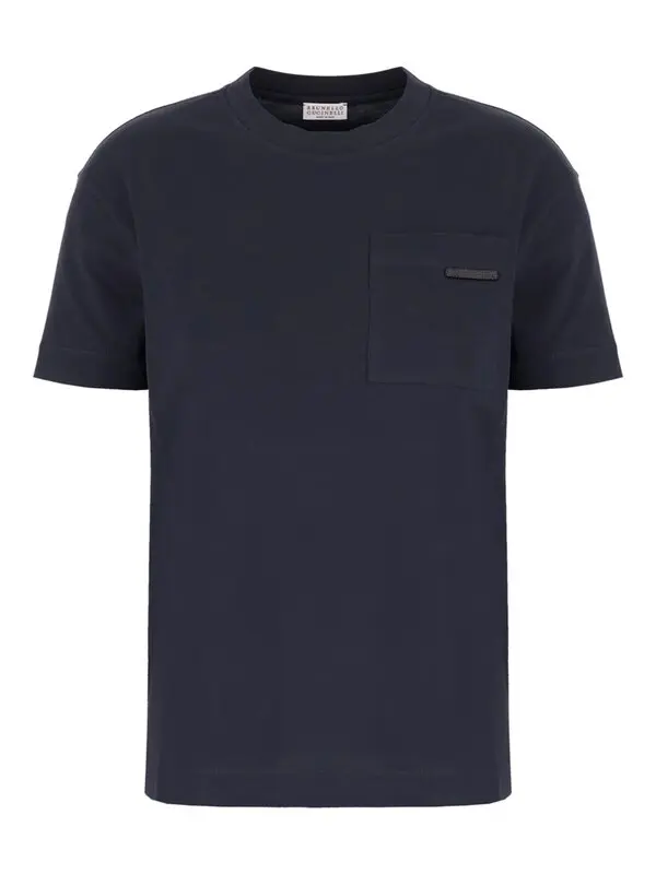 Brunello Cucinelli Classic Cotton T-shirt With Pocket - Navy