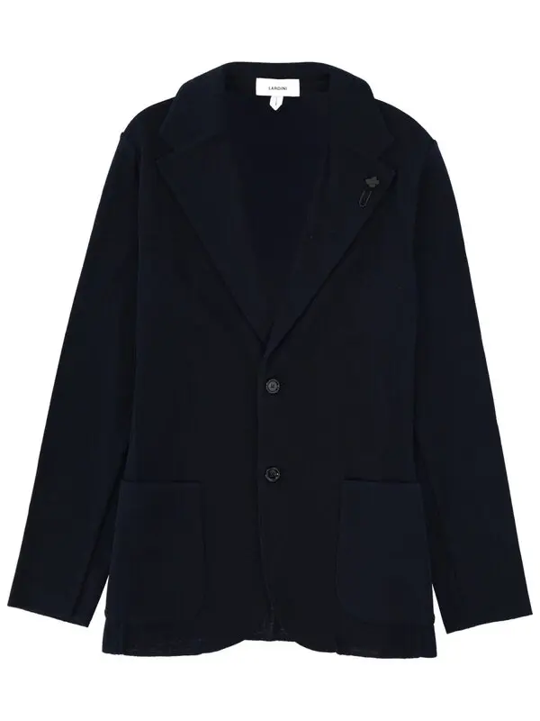 LARDINI Single-breasted Jacket In Knit - Blue