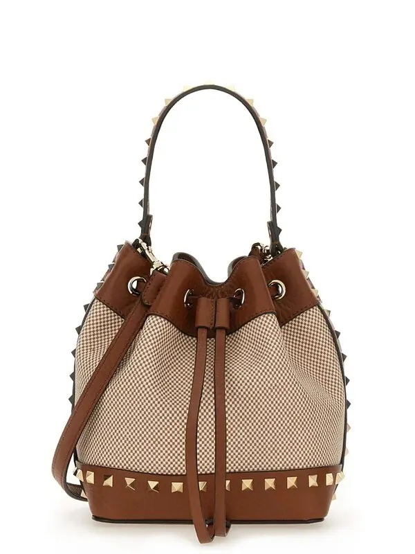Valentino Garavani Rockstud Spike Canvas And Leather Shoulder Bag - Multicolour