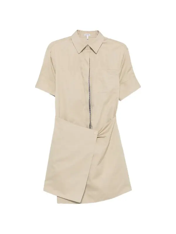 Loewe Cotton And Silk Mini Dress - Beige