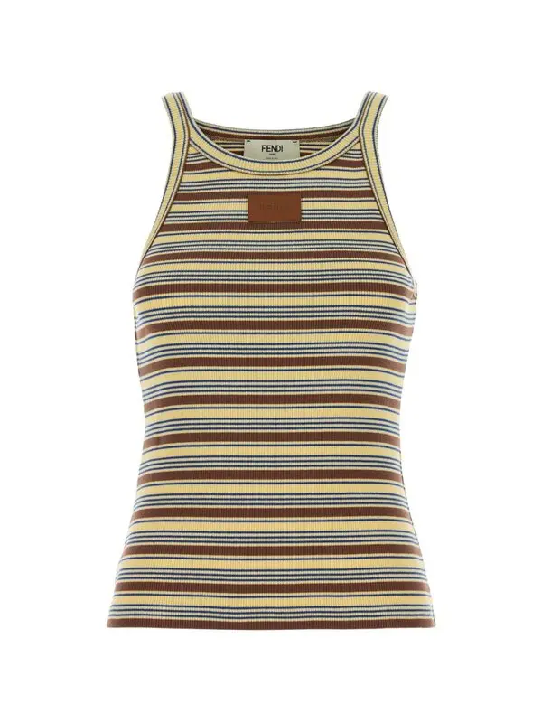 Fendi Striped Cotton Tank Top