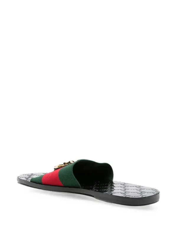 Gucci Riviera Slide Sandals With Gold Tone Logo