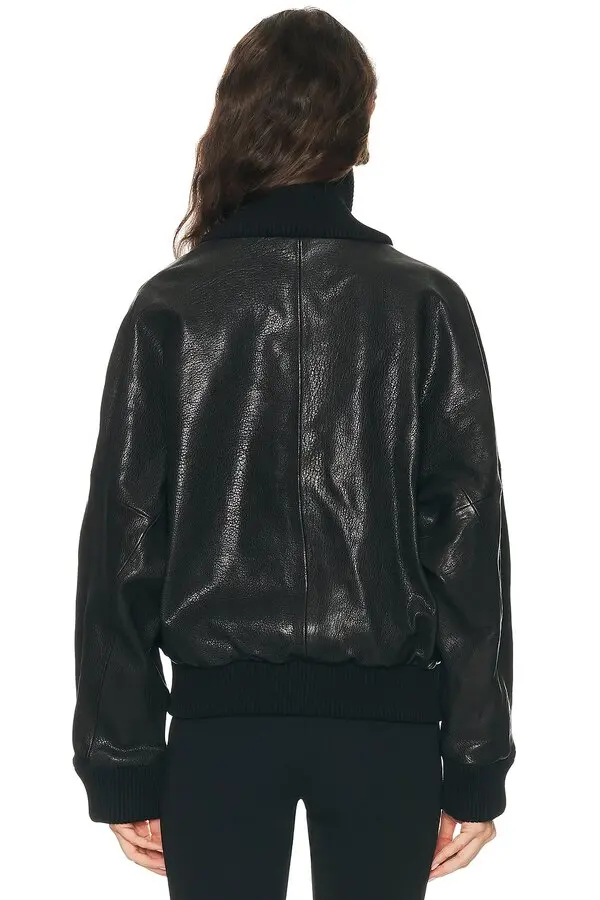 Magda Butrym Leather Bomber Jacket - Black