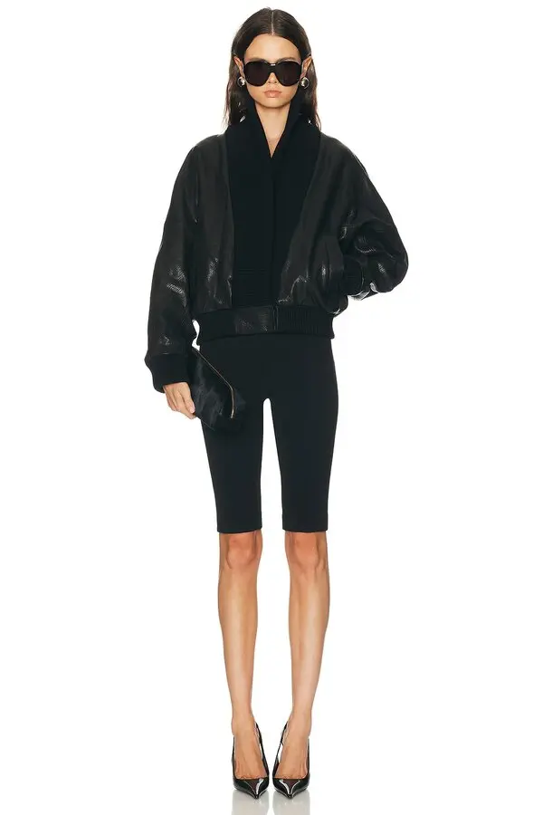 Magda Butrym Leather Bomber Jacket - Black