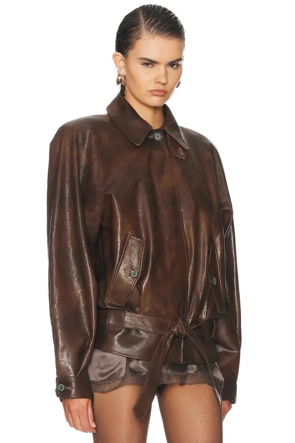 Magda Butrym Leather Bomber Jacket