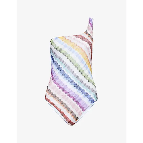 Missoni Zig-zag Asymmetric One-shoulder Swimsuit