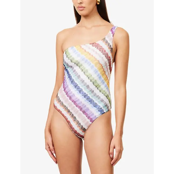 Missoni Zig-zag Asymmetric One-shoulder Swimsuit