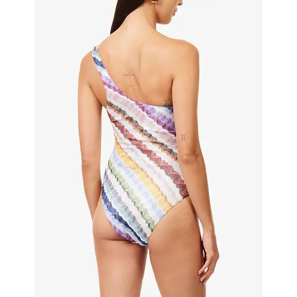 Missoni Zig-zag Asymmetric One-shoulder Swimsuit