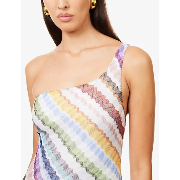 Missoni Zig-zag Asymmetric One-shoulder Swimsuit