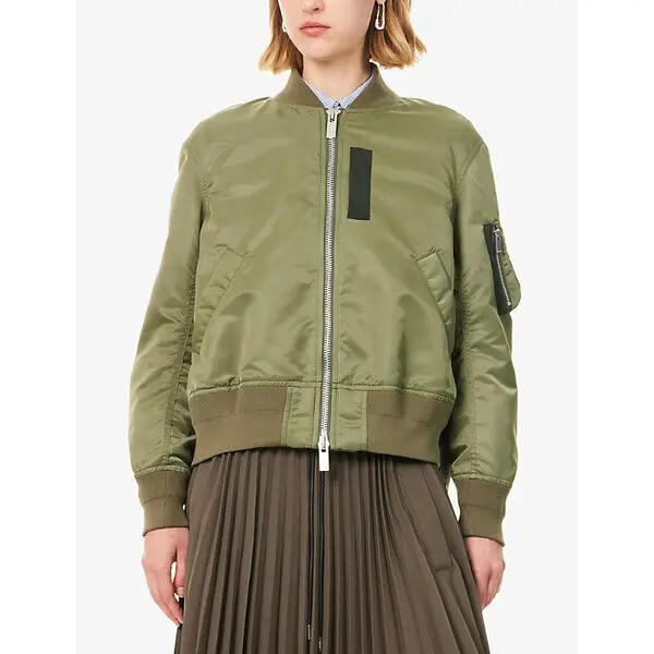 Sacai Band-collar Blouson Twill Jacket - Khaki