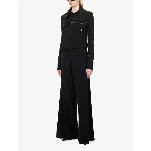 Rick Owens Asymmetrical Zip Long Sleeve Biker Jacket - Black
