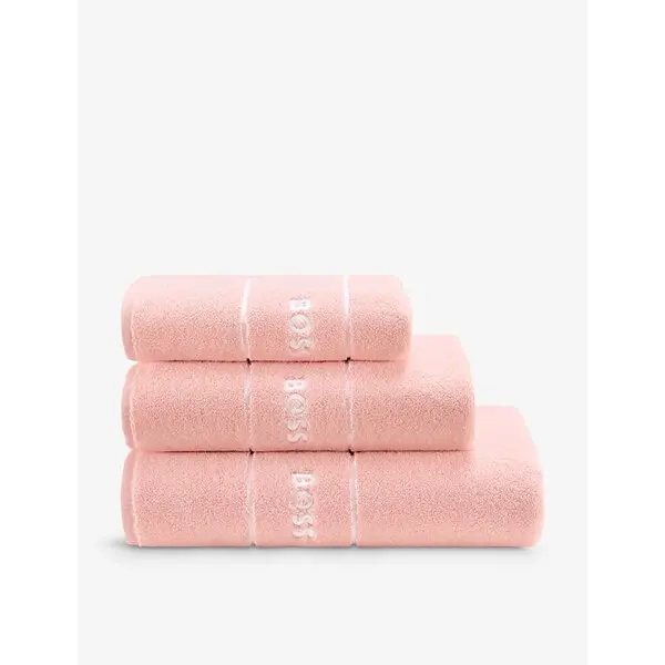 BOSS Plain Logo-embroidered Egyptian-cotton Towel