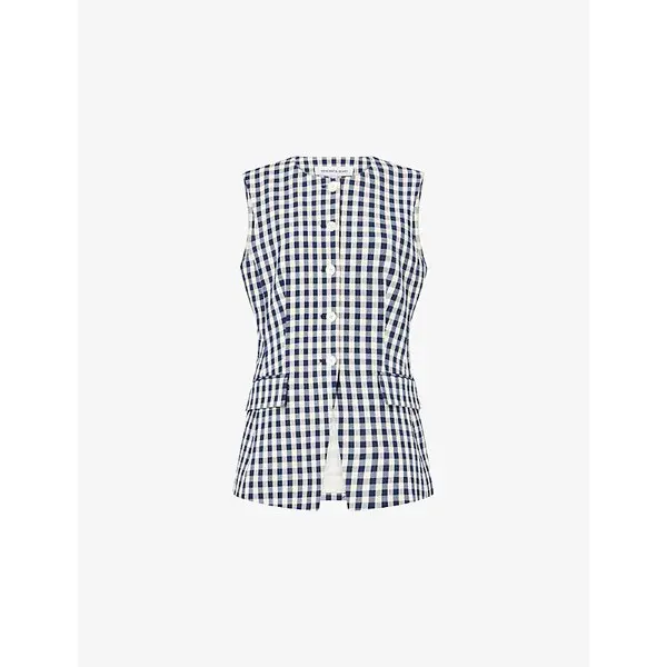 Veronica Beard Lois Gingham Print Vest