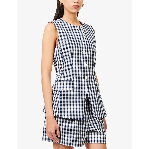 Veronica Beard Lois Gingham Print Vest
