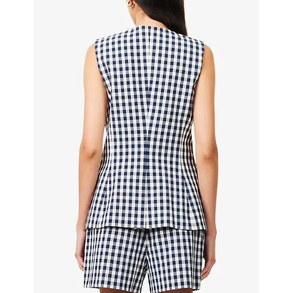 Veronica Beard Lois Gingham Print Vest