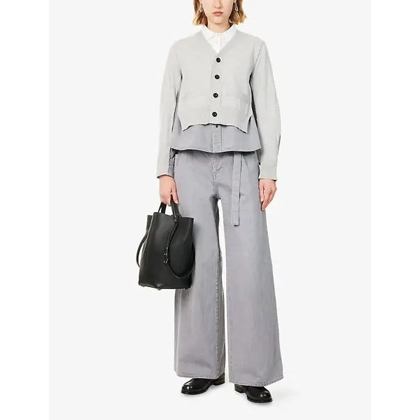 Sacai Belted Wide-leg Denim Jeans