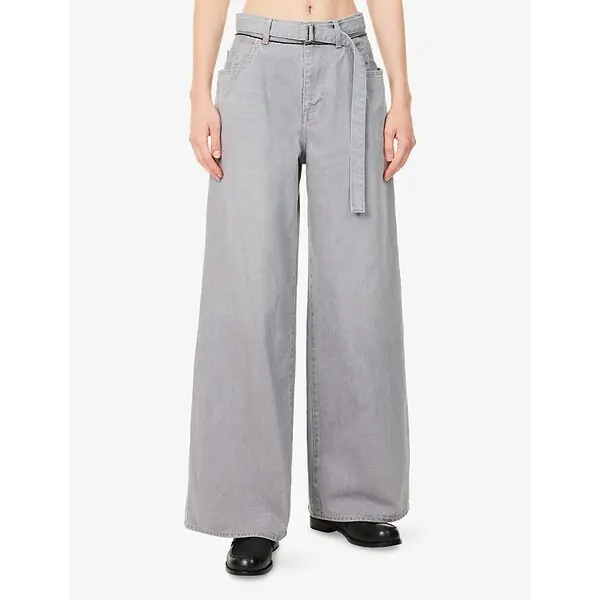 Sacai Belted Wide-leg Denim Jeans