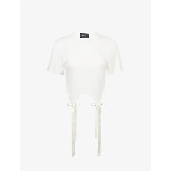 Simone Rocha Woven T-shirt With Bow Detail - Ivory