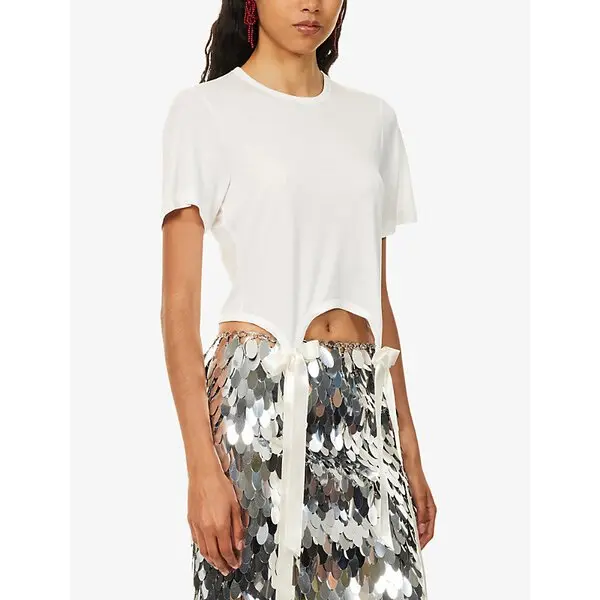 Simone Rocha Woven T-shirt With Bow Detail - Ivory