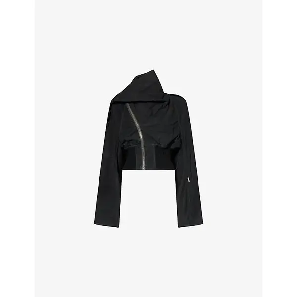 Rick Owens Suede Bomber Jacket With Attached Scarf