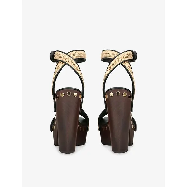 Givenchy Raffia Platform Wedge Sandals With Buckle Fastening