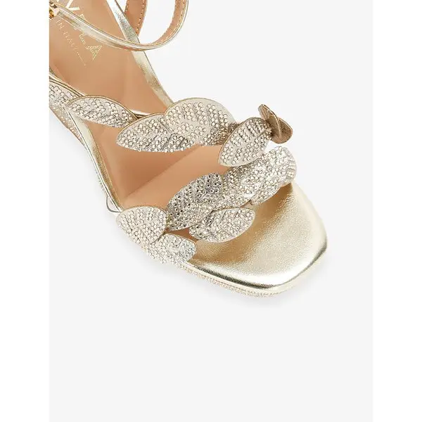Carvela Embellished Faux-leather Wedge Sandals With Rhinestone Details