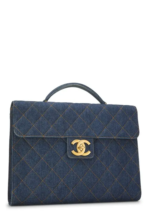 Chanel Quilted Denim Briefcase
