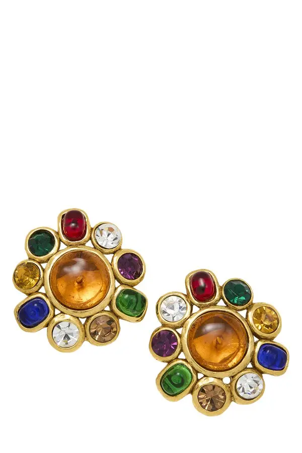 Chanel Multicolor Gripoix Gold Earrings - Multi