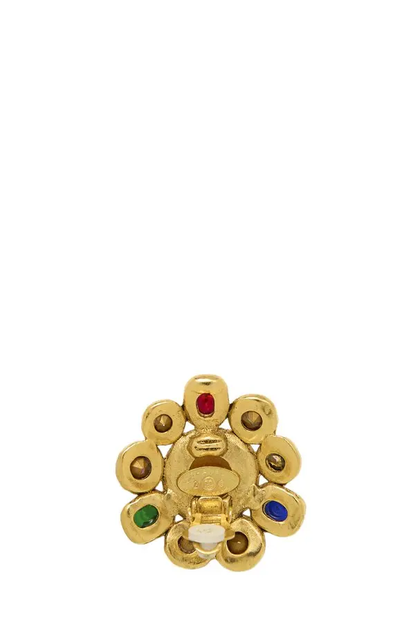 Chanel Multicolor Gripoix Gold Earrings