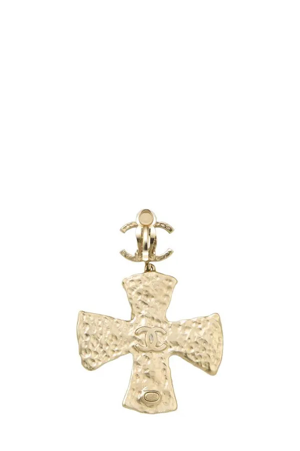 Chanel Multicolor Gold Cross Gripoix Earrings