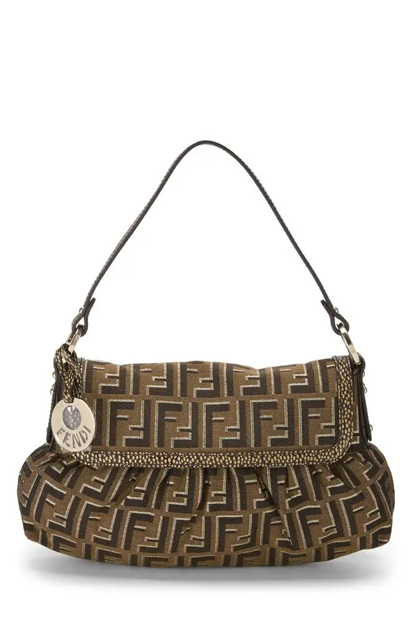 Fendi Zucca Lurex Chef Shoulder Bag - Brown