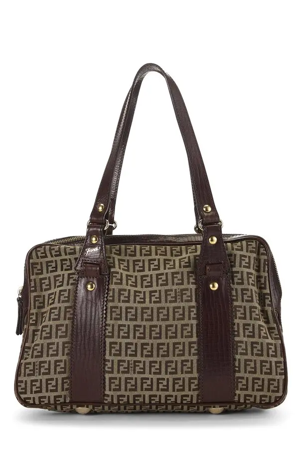 Fendi Beige Zucchino Canvas Boston - Brown