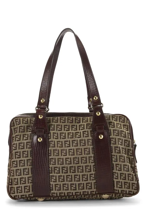 Fendi Beige Zucchino Canvas Boston