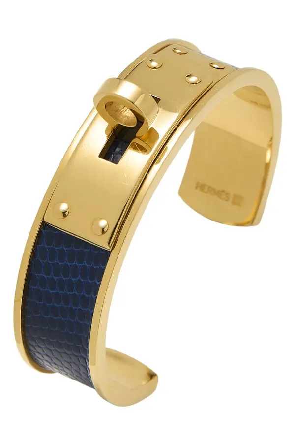 Hermès Gold Kelly Cuff - Navy